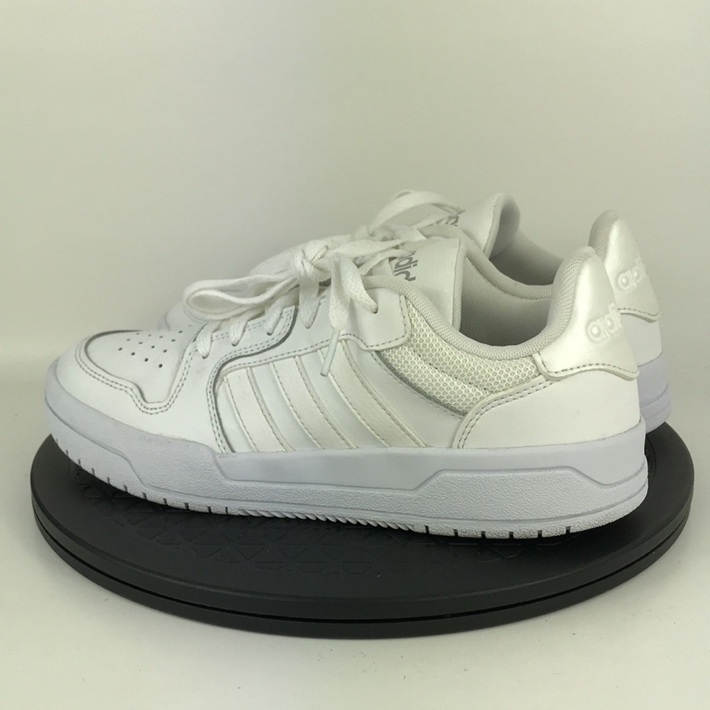 Adidas Entrap Triple White Leather Athletic Shoes Eg4… - Gem